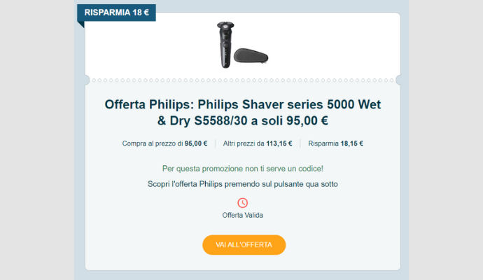 Il miglior Coupon Philips del giorno: Philips Shaver series 5000 Wet ...