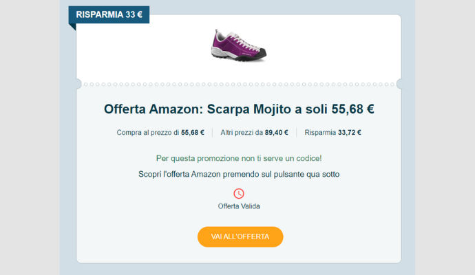 Miglior Coupon Amazon del giorno: Scarpa Mojito a soli 55,68€