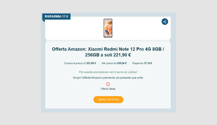 Miglior Coupon Amazon del giorno: Xiaomi Redmi Note 12 Pro 4G 8GB/256GB ...