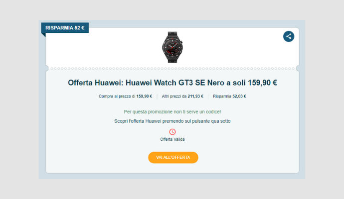Il miglior coupon Huawei del giorno: Huawei Watch GT3 SE Nero a soli ...