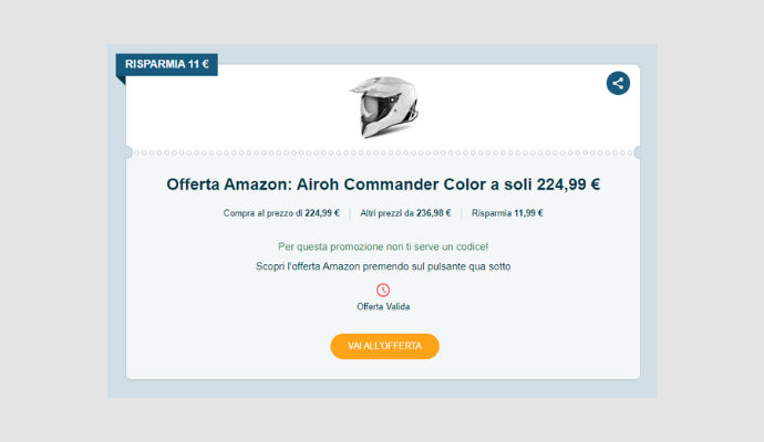 Miglior coupon Amazon del giorno: Airoh Commander Color a soli 224,99€