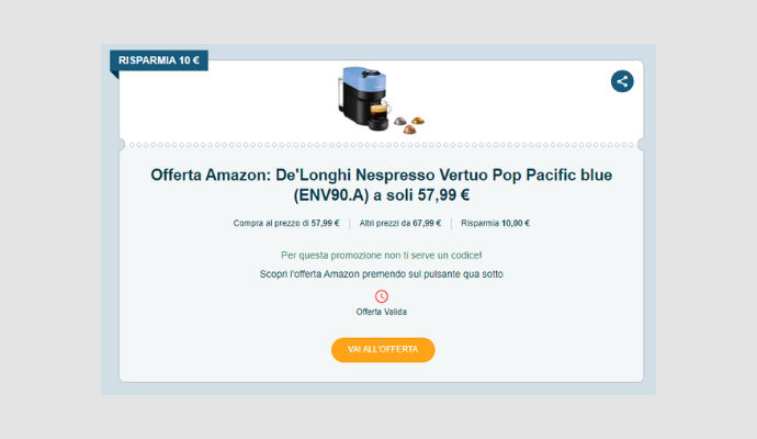 Miglior Coupon Amazon del giorno: De'Longhi Nespresso Vertuo Pop ...