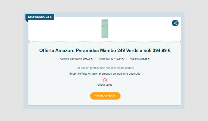 Miglior Coupon Amazon del giorno: Pyramidea Mambo 249 Verde a soli 394,99€