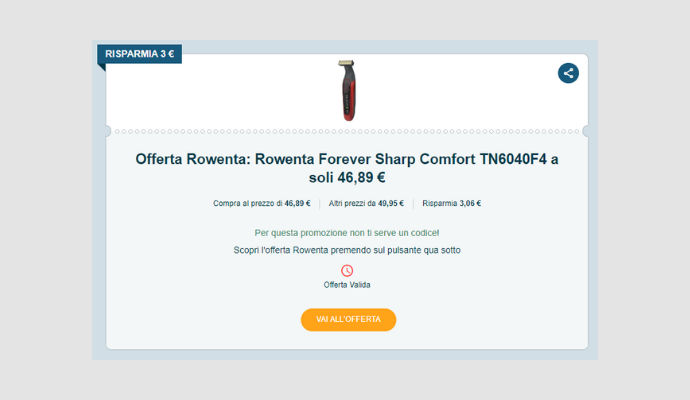 Miglior Coupon Rowenta del giorno: Forever Sharp Comfort TN6040F4 a ...
