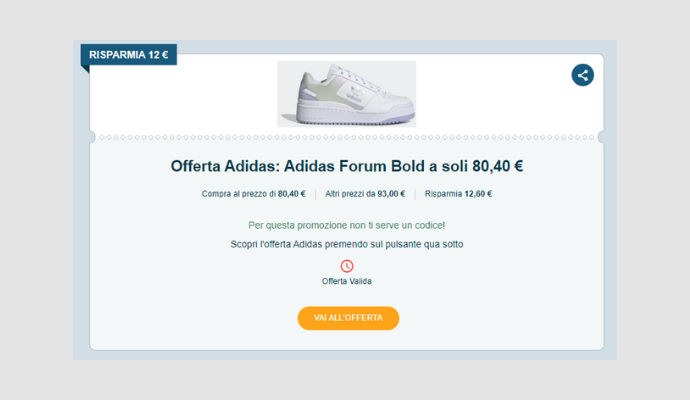 Miglior Coupon Adidas del giorno: Forum Bold a soli 80,40€