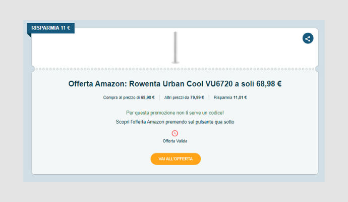Miglior Coupon Amazon del giorno: Rowenta Urban Cool VU6720 a soli 68,98€