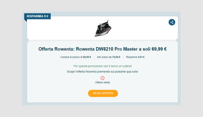 Miglior Coupon Rowenta del giorno: DW8210 Pro Master a soli 69,99€