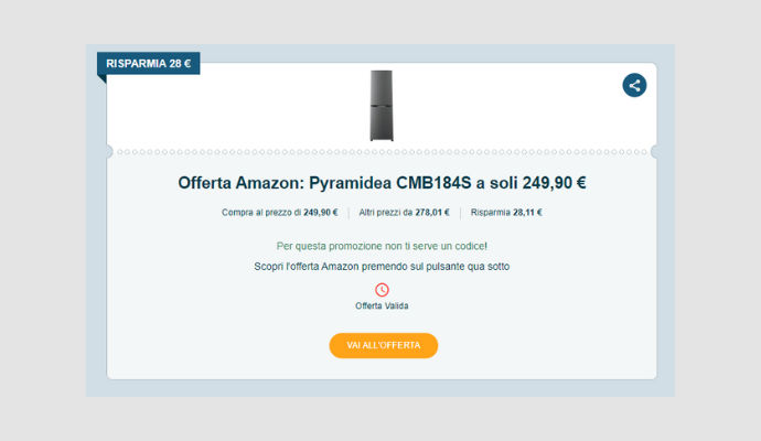 Miglior Coupon Amazon del giorno: Pyramidea CMB184S a soli 249,90€