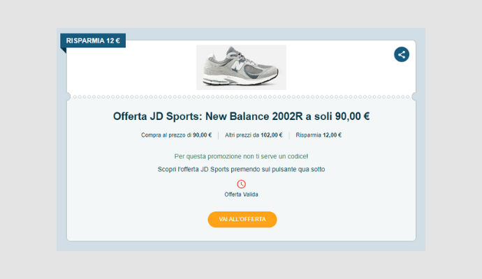 Miglior Coupon JD Sports del giorno: New Balance 2002R a soli 90€