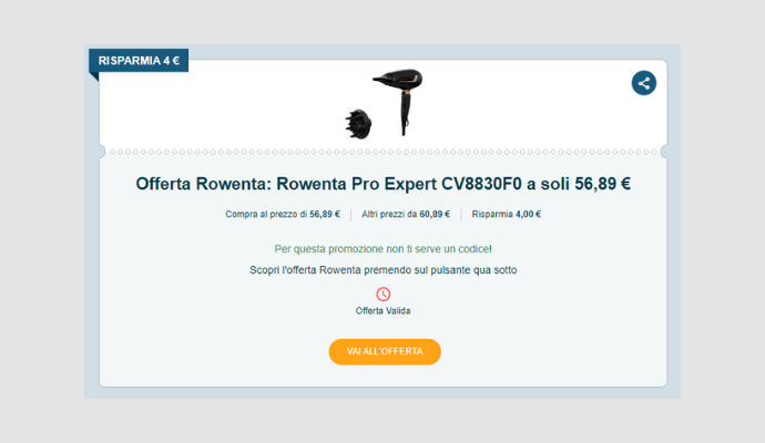 Miglior Coupon Rowenta del giorno: Pro Expert CV8830F0 a soli 56,89€