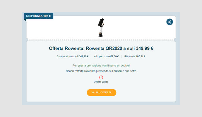 Miglior Coupon Rowenta del giorno: Rowenta QR2020 a soli 349,99€