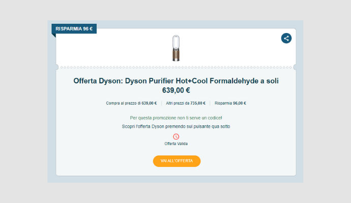 Miglior coupon Dyson del giorno: Purifier Humidify+Cool Formaldehyde a ...
