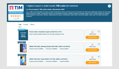 Outlet TIM: smartphone in sconto fino al 70%