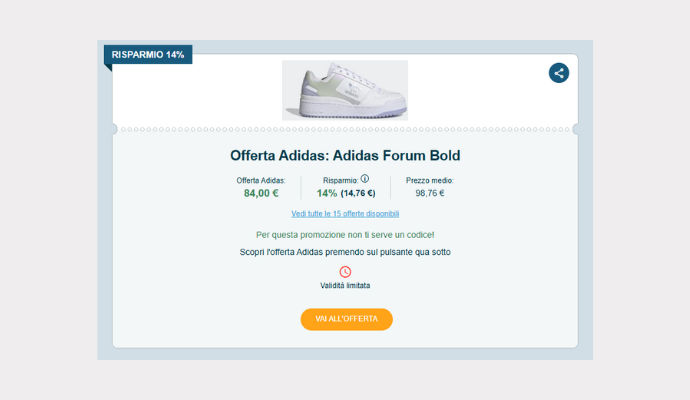 Miglior Coupon Adidas del giorno: Adidas Forum Bold a soli 84