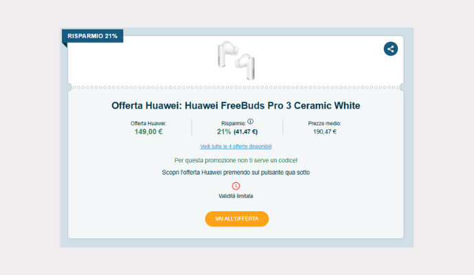 Il miglior Coupon Huawei del giorno: Huawei FreeBuds Pro 3 Ceramic ...