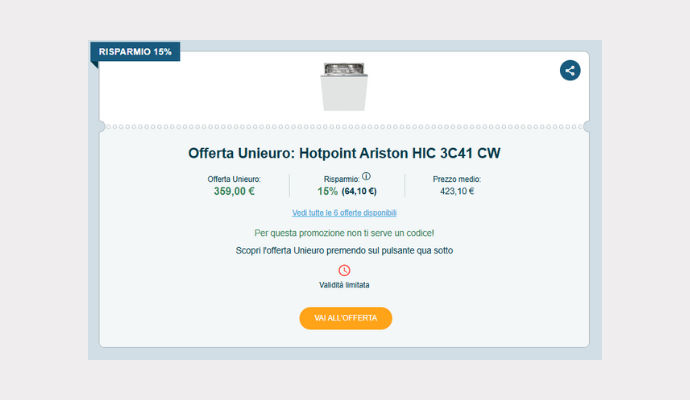 Il miglior Coupon Unieuro del giorno: Hotpoint Ariston HIC 3C41 CW a ...