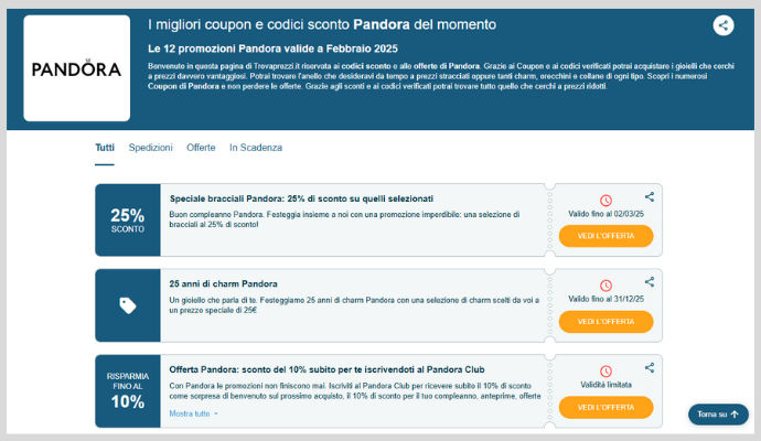Offerta Pandora: collane e pendenti a partire da 25 euro
