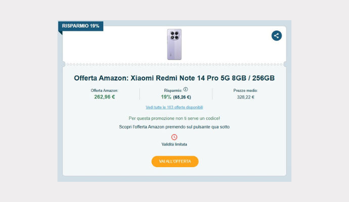 Il miglior Coupon Amazon del giorno: Xiaomi Redmi Note 14 Pro 5G 8GB ...