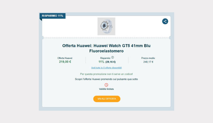 Il miglior Coupon Huawei del giorno: Huawei Watch GT5 41mm Blu ...
