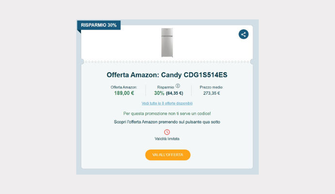 Il miglior coupon Amazon del giorno: Candy CDG1S514ES a soli 189 euro