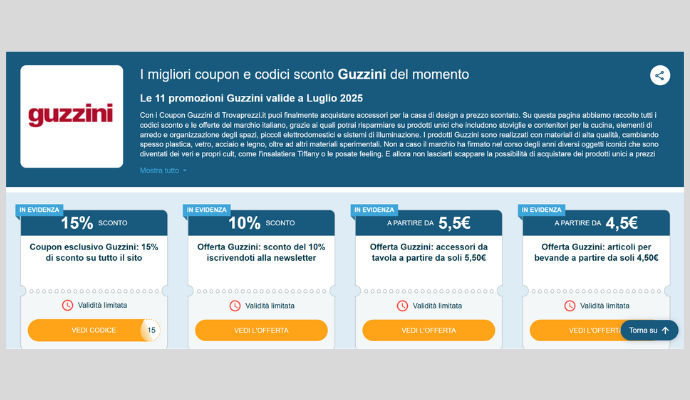 Codice sconto Guzzini per risparmiare il 15%
