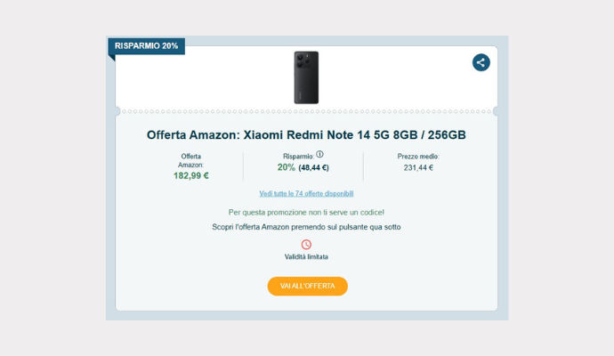 Il miglior Coupon Amazon del giorno: Xiaomi Redmi Note 14 5G 8GB ...