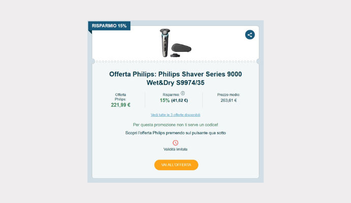 Il miglior Coupon Philips del giorno: Philips Shaver Series 9000 Wet ...