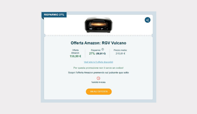 Il miglior Coupon Amazon del giorno: RGV Vulcano a soli 156,99 euro