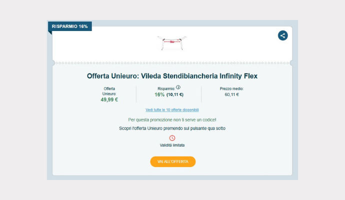 Il miglior Coupon Unieuro del giorno: Vileda Stendibiancheria Infinity ...