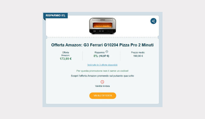 Il miglior oupon Amazon del giorno: G3 Ferrari G10204 Pizza Pro 2 ...