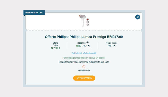 Il miglior Coupon Philips del giorno: Philips Lumea Prestige BRI947/00 ...