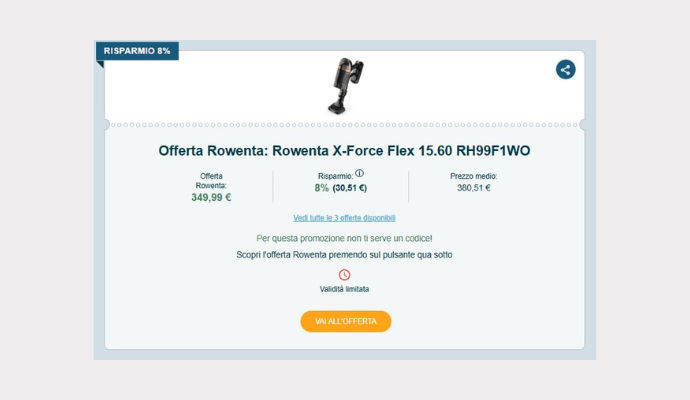 Il miglior Coupon Rowenta del giorno: Rowenta X-Force Flex 15.60 ...