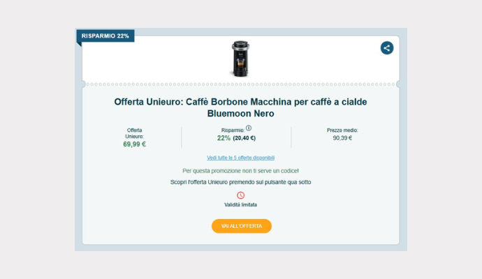 Il miglior Coupon Unieuro del giorno: Caffè Borbone Macchina per caffè ...
