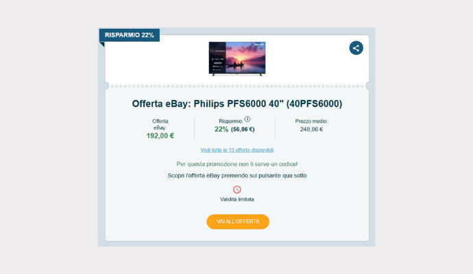 Il miglior Coupon eBay del giorno: Philips PFS6000 40" (40PFS6000) a ...