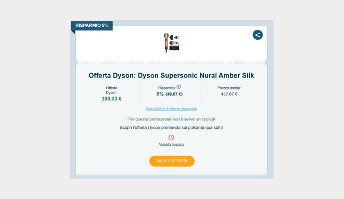 Il miglior Coupon Dyson del giorno: Dyson Supersonic Nural Amber Silk a ...