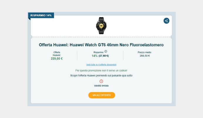 Il miglior Coupon Huawei del giorno: Huawei Watch GT6 46mm Nero ...