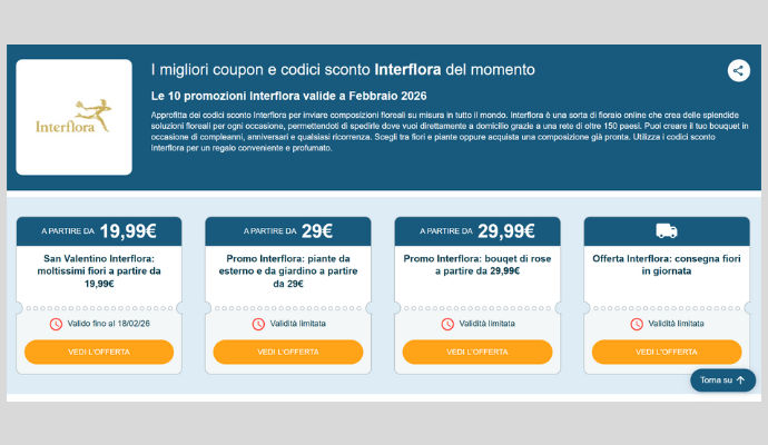 Offerte San Valentino Interflora: fiori a partire da 19,99 euro