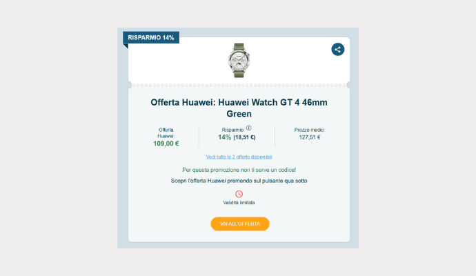Il miglior Coupon Huawei del giorno: Huawei Watch GT 4 46mm Green a ...
