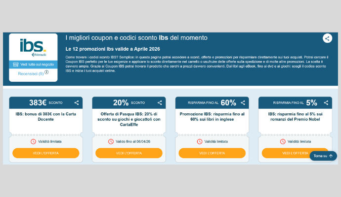 Offerta di Pasqua IBS: 20% di sconto su giochi e giocattoli con CartaEffe