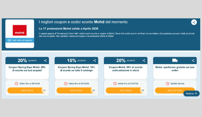 Promo Spring Mohd: -15% su tutto il catalogo