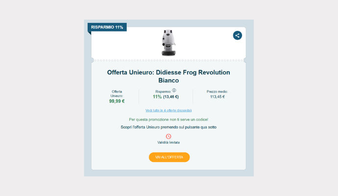 Il miglior Coupon Unieuro del giorno: Didiesse Frog Revolution Bianco a ...