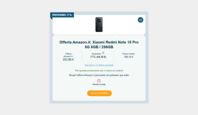 Il miglior Coupon Amazon del giorno: Xiaomi Redmi Note 15 Pro 5G 8GB ...