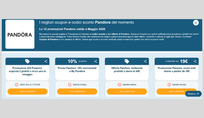 Offerta 3x2 Pandora: acquista 3 gioielli e pagane solo 2