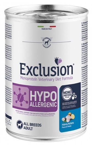 Exclusion Diet Hypoallergenic Medium Large Breed (Pesce e Patate) - umido | Confronta prezzi ...