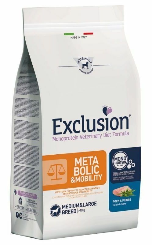 Exclusion Metabolic&Mobility Adult Medium&Large Cane (Maiale e Fibre) - secco 12Kg | Confronta ...