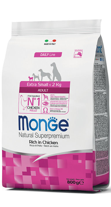 Monge Natural Superpremium Adult Extra Small Cane (Pollo) - secco 800g | Confronta prezzi ...